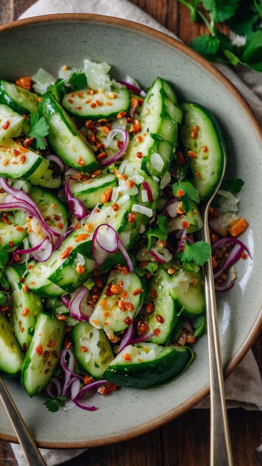 Smashed Asian Cucumber Salad Recipe - Culinary Chase